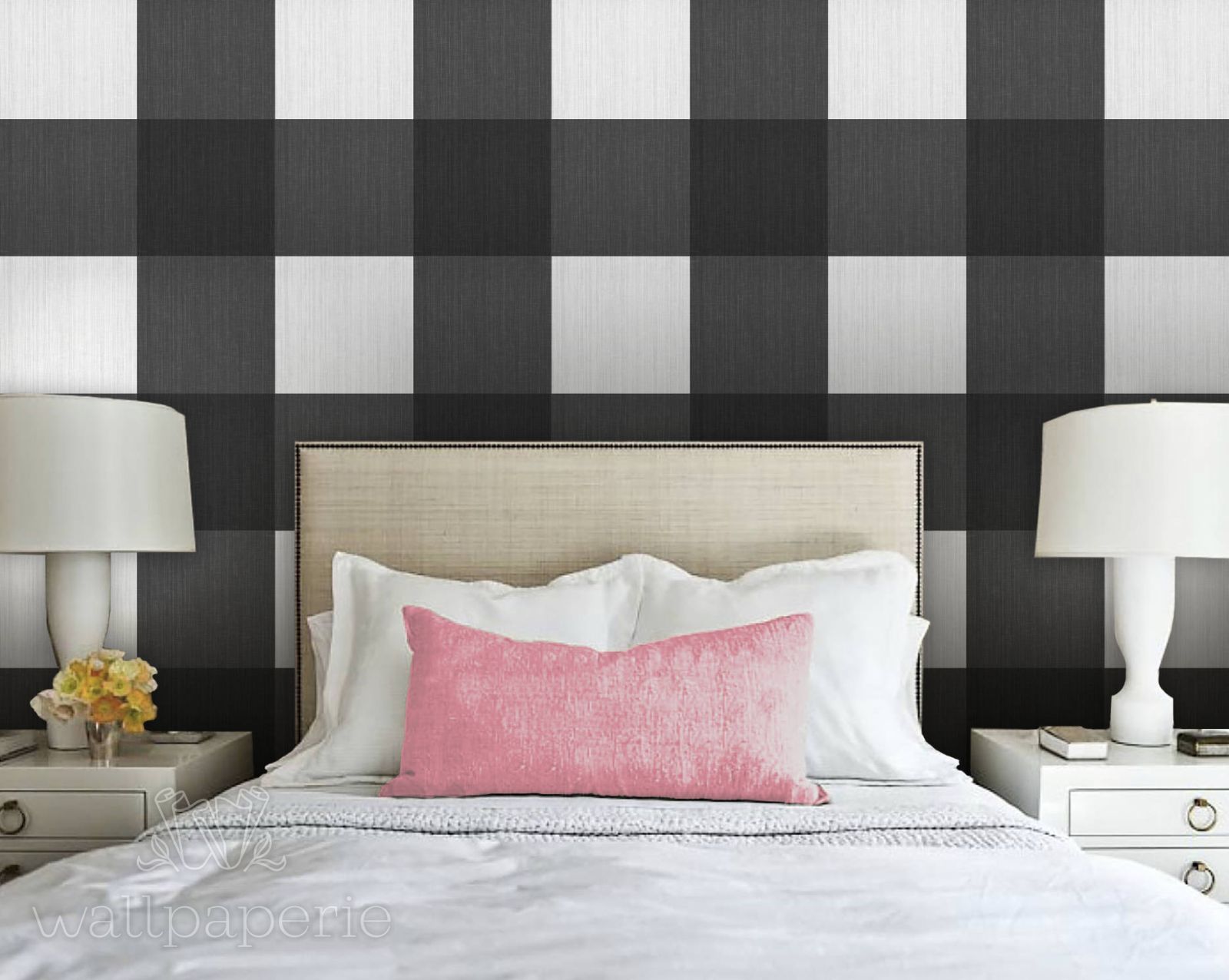 Large Check Wallpaper Gingham Check : Wallpaper : Removable Peel