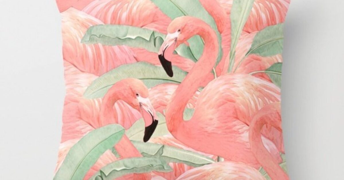 Tropical Flamingo Pillow | Wallpaperie